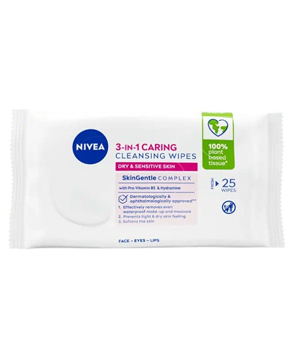 Nivea 3 In1 Caring Cleansing Wipes | myhairandbeauty.co.uk